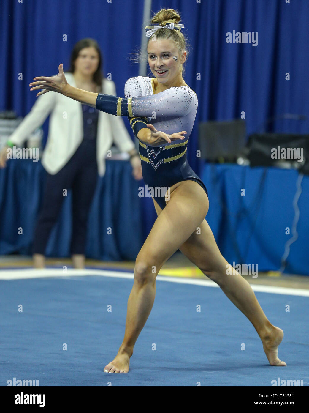 Ann Arbor, MI, USA. 5th Apr, 2019. West Virginia's McKenna Linnen ...
