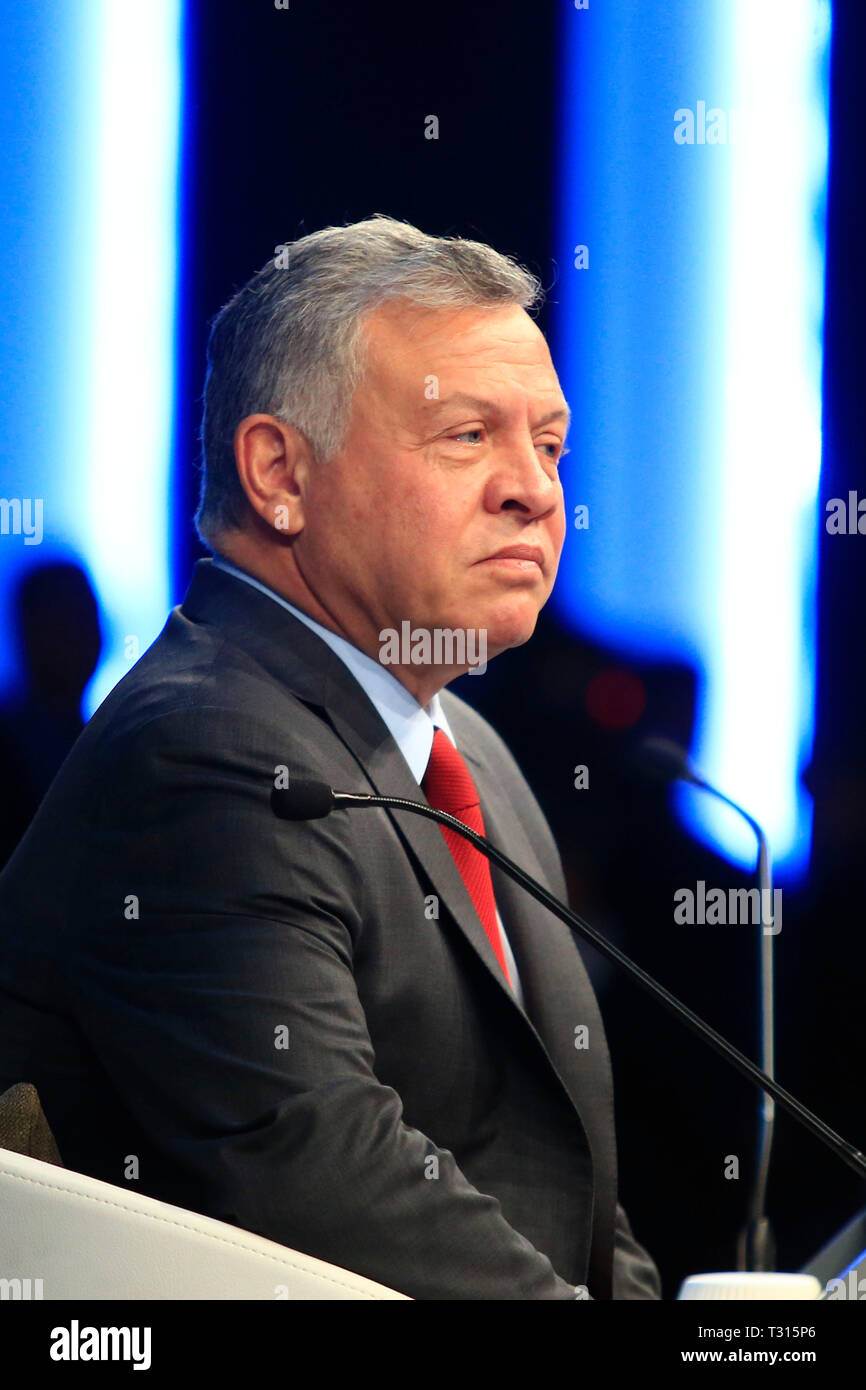 Dead Sea, Jordan. 06th Apr, 2019. King Abdullah II of Jordan attends ...