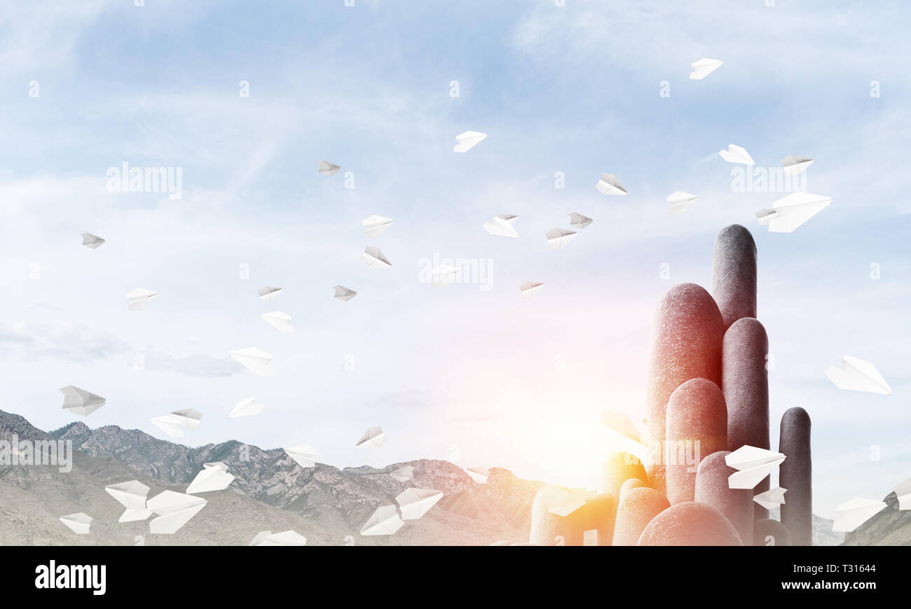 Image of high and huge stone columns located outdoors among flying ...