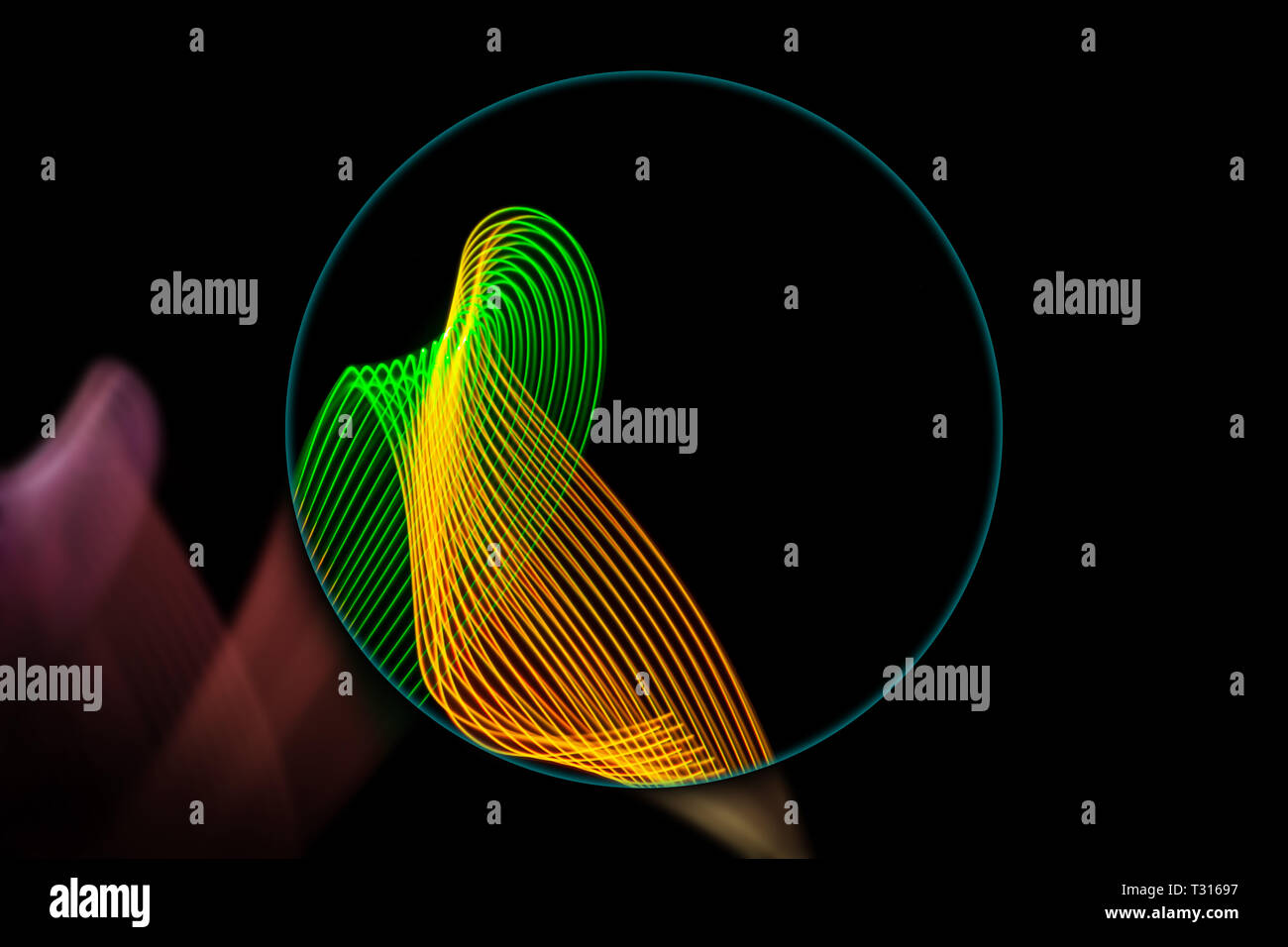 Abstract background with horizontal and vertical disruptions of green ...