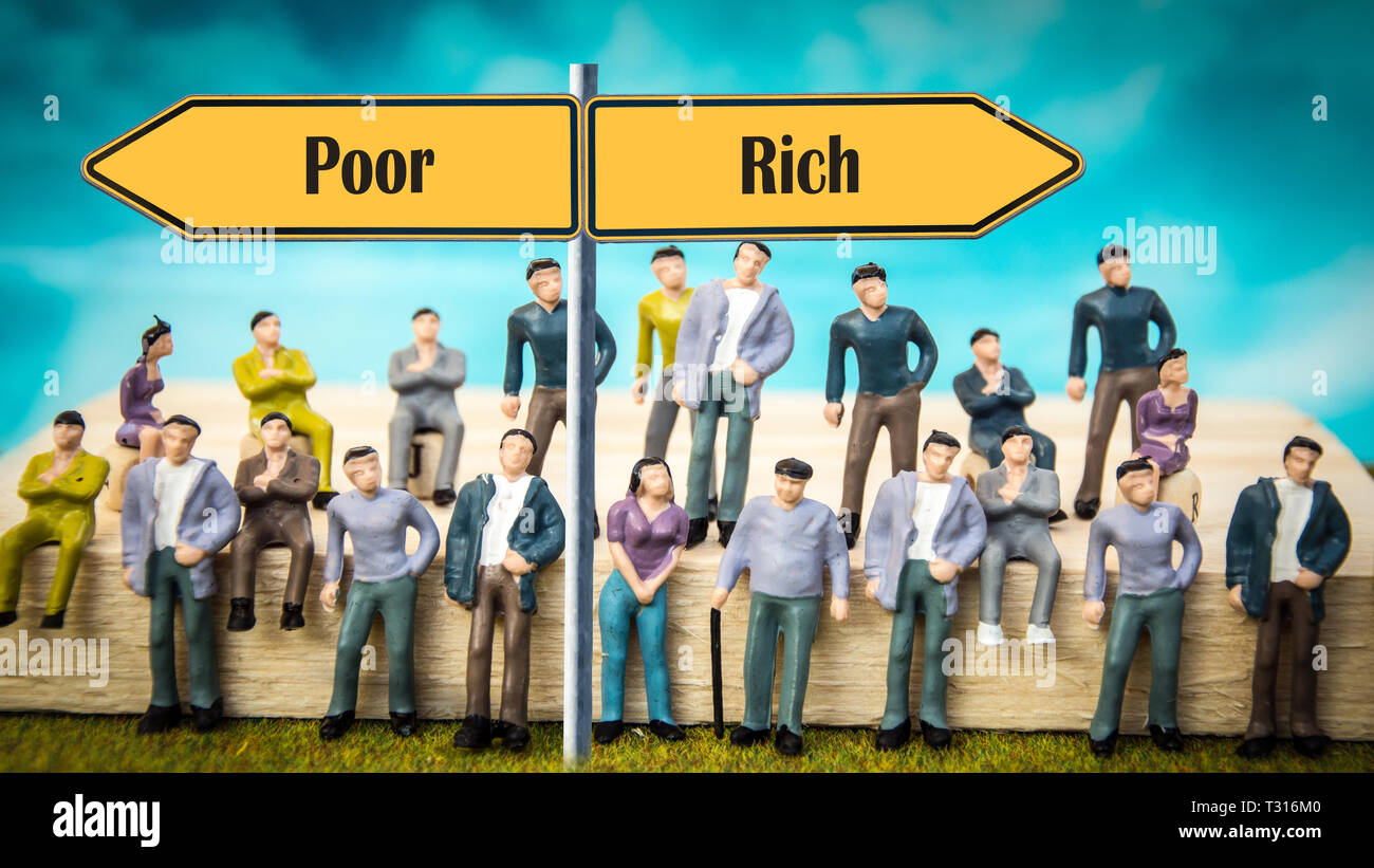 Street Sign Rich versus Poor Stock Photo - Alamy