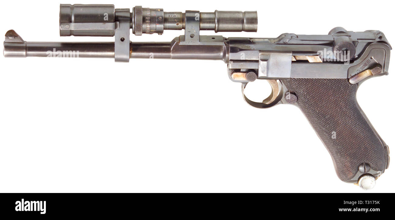 Small arms, pistols, Luger Pistol 08 Parabellum, caliber 9 mm ...