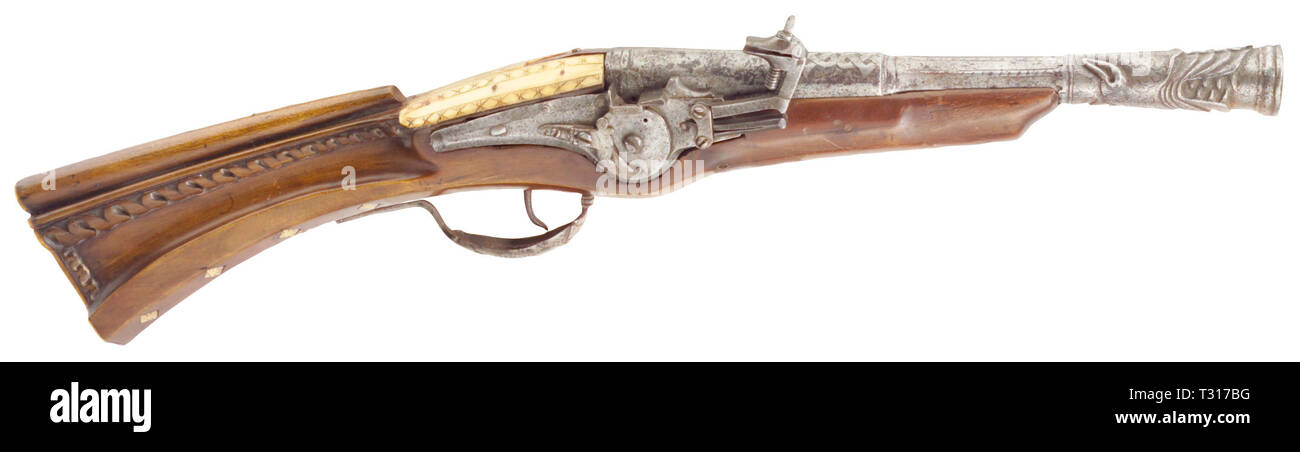 Civil long arms, matchlock and wheellock, wheellock full stock rifle ...