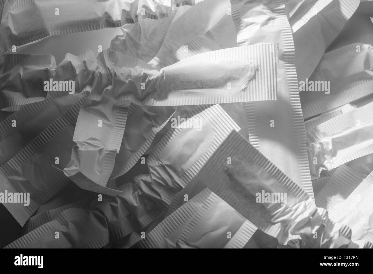 Paper wasting concept. Empty Paper wrapping on white background Stock ...