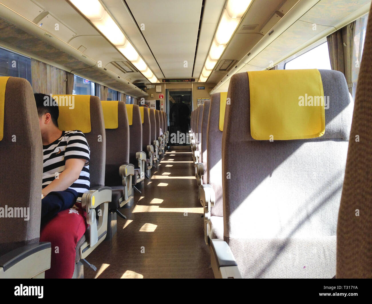 Interior of the Haruka Limited Express airport train in Kyoto, Japan ...