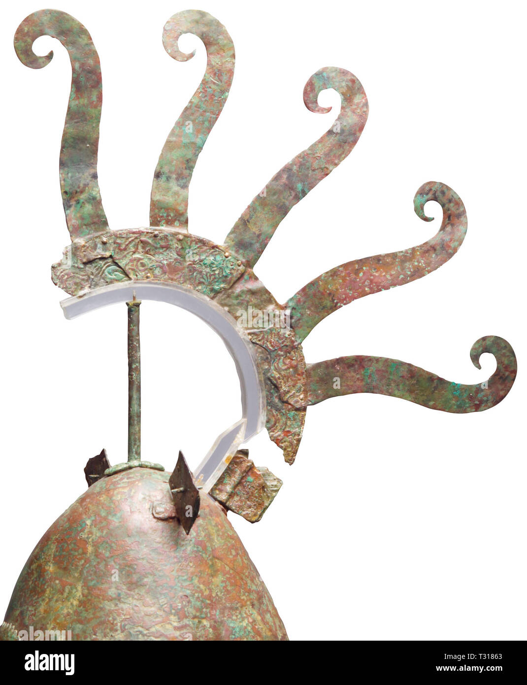 Body armour, helmets, Konos helmet with crest, bronze, Greek ...