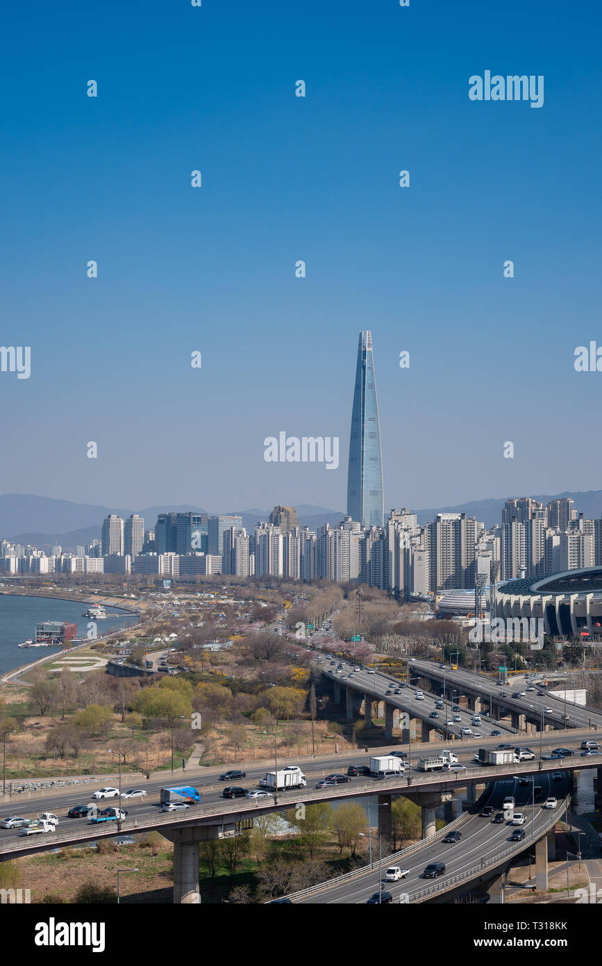 Seoul scenery is clear and clear sky without fine dust, South Korea ...