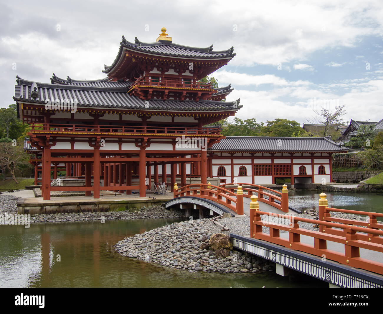 The Phoenix Hall of Byodo-in in Uji, Japan. This famous building of the ...