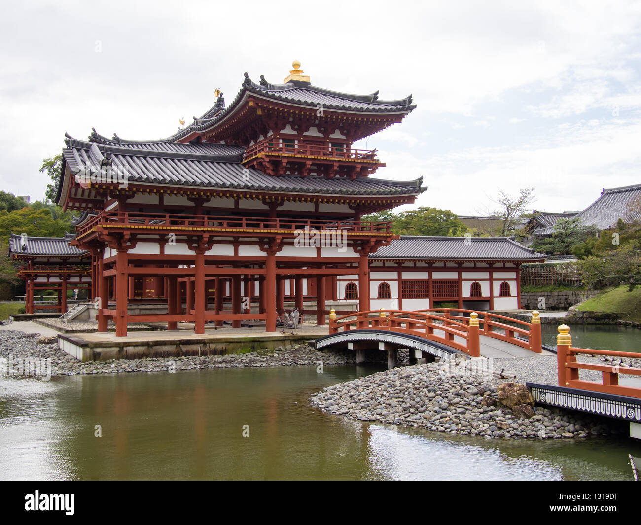 The Phoenix Hall of Byodo-in in Uji, Japan. This famous building of the ...