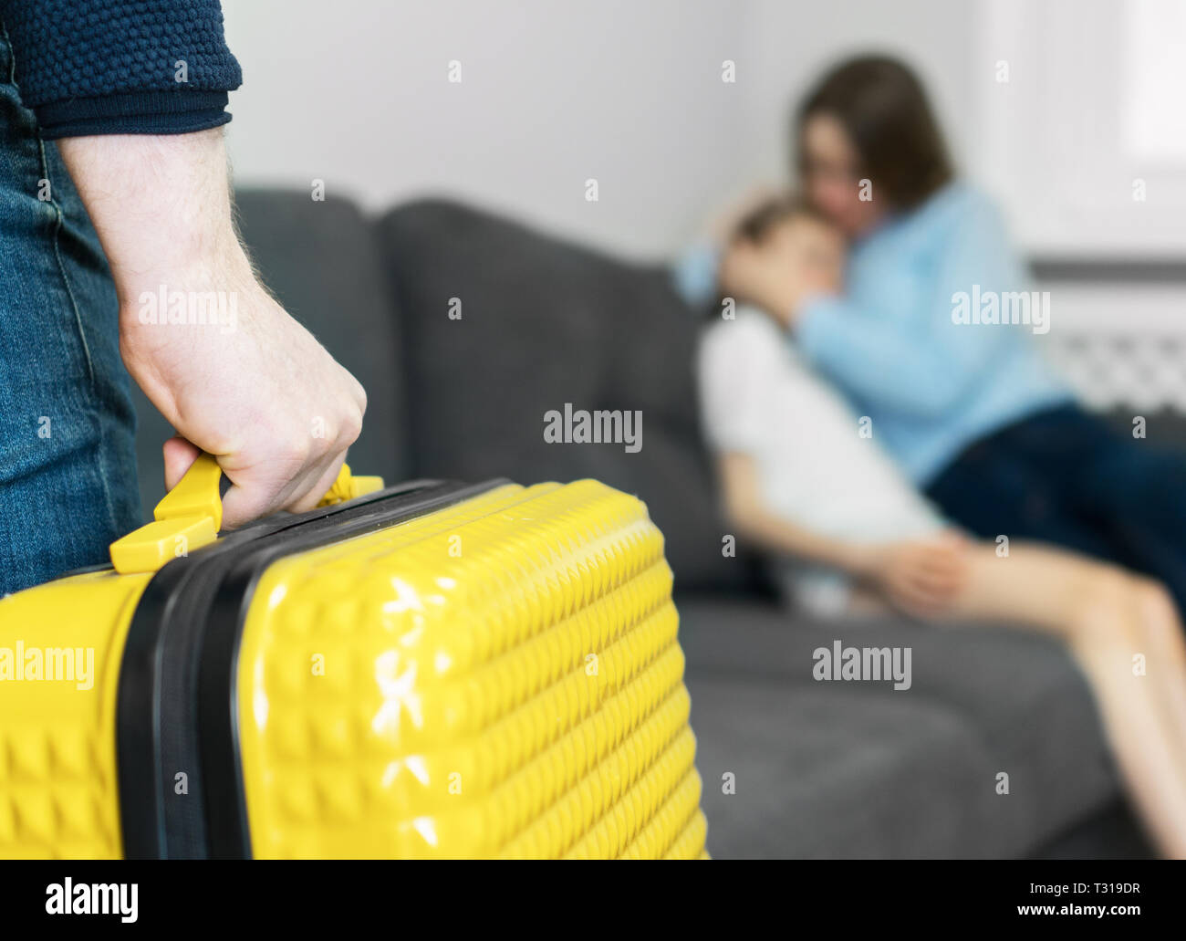 Suitcase Woman Leaving Husband High Resolution Stock Photography and ...