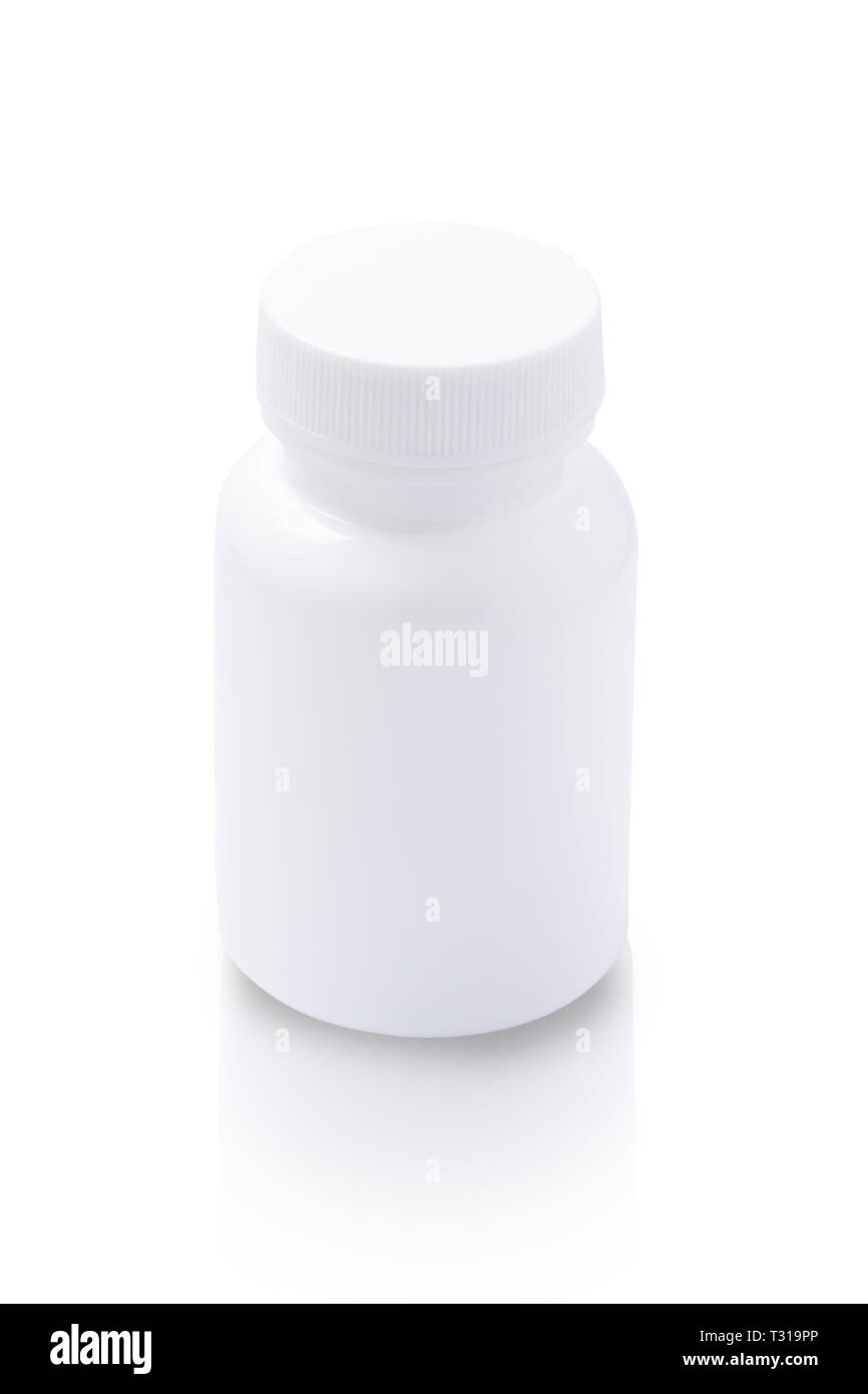 Medical drug plastic bottle isolated on white background. Useful as ...