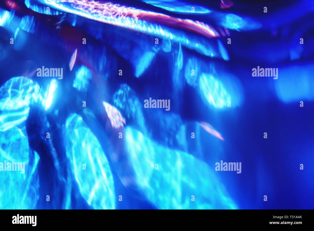 Abstract dynamic dark blue soft focused futuristic techno bokeh ...