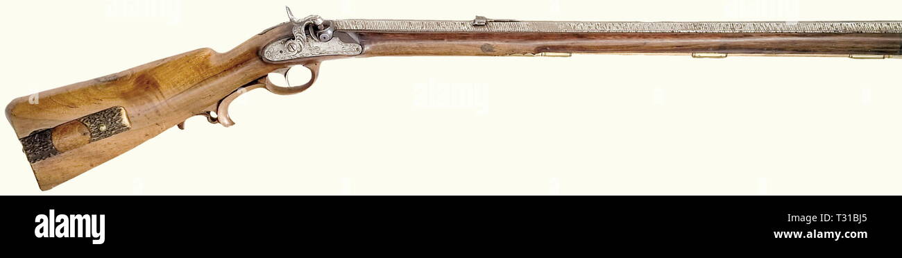 Civil long arms, flintlock and caplock, caplock rifle, German, circa ...