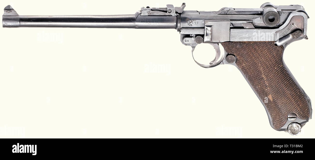 Small arms, pistols, Luger Pistol 08 Parabellum, caliber 9 mm ...
