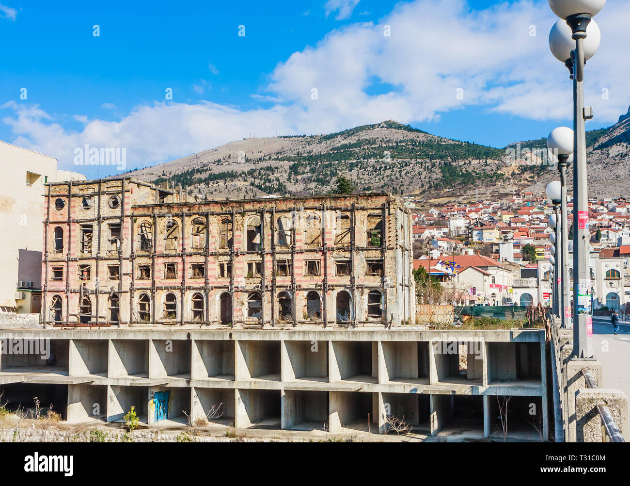 The ruins of the Hotel Neretva, nicknamed "Tito's palace", at Mostar ...
