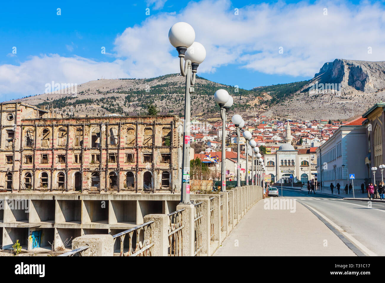 The ruins of the Hotel Neretva, nicknamed "Tito's palace", at Mostar ...