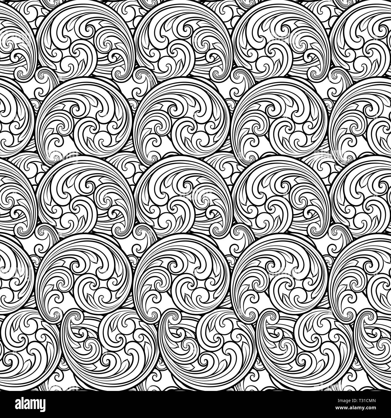 Seamless baroque scrolls line pattern in eastern or arabic style ...