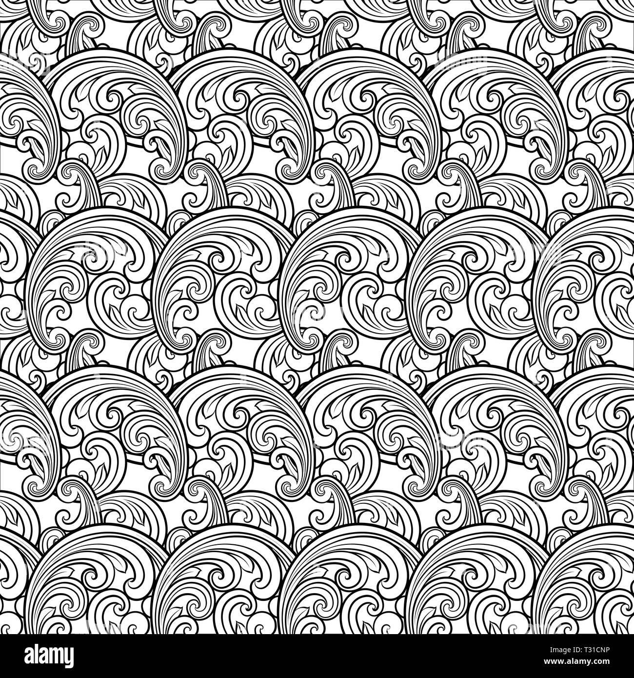 Seamless baroque scrolls line pattern in eastern or arabic style ...