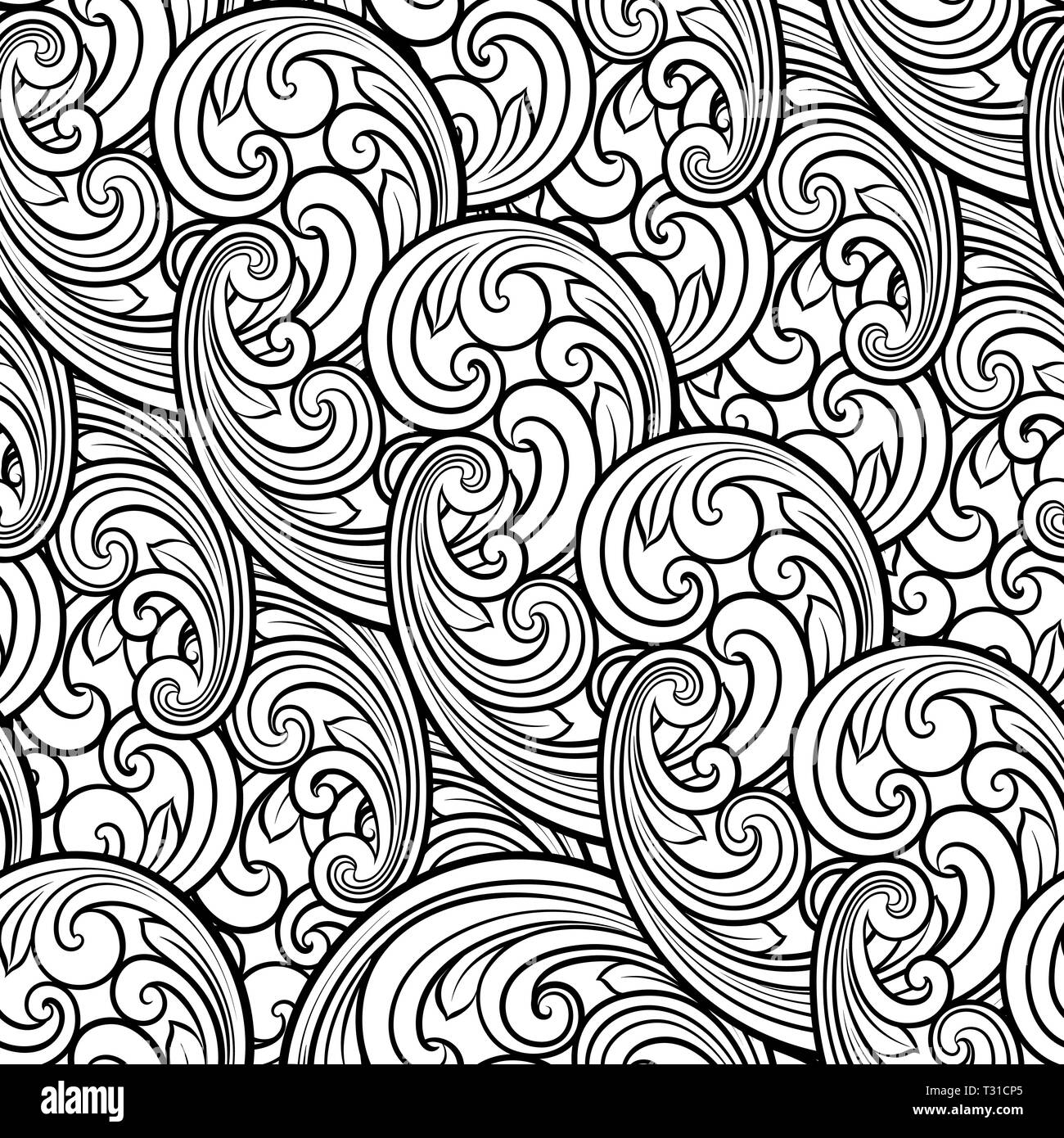 Seamless baroque scrolls line pattern in eastern or arabic style ...