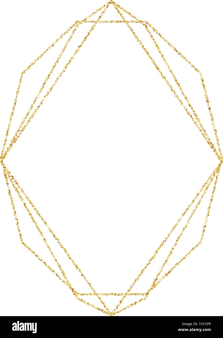 Geometric gold frame for wedding or birthday invitation background ...