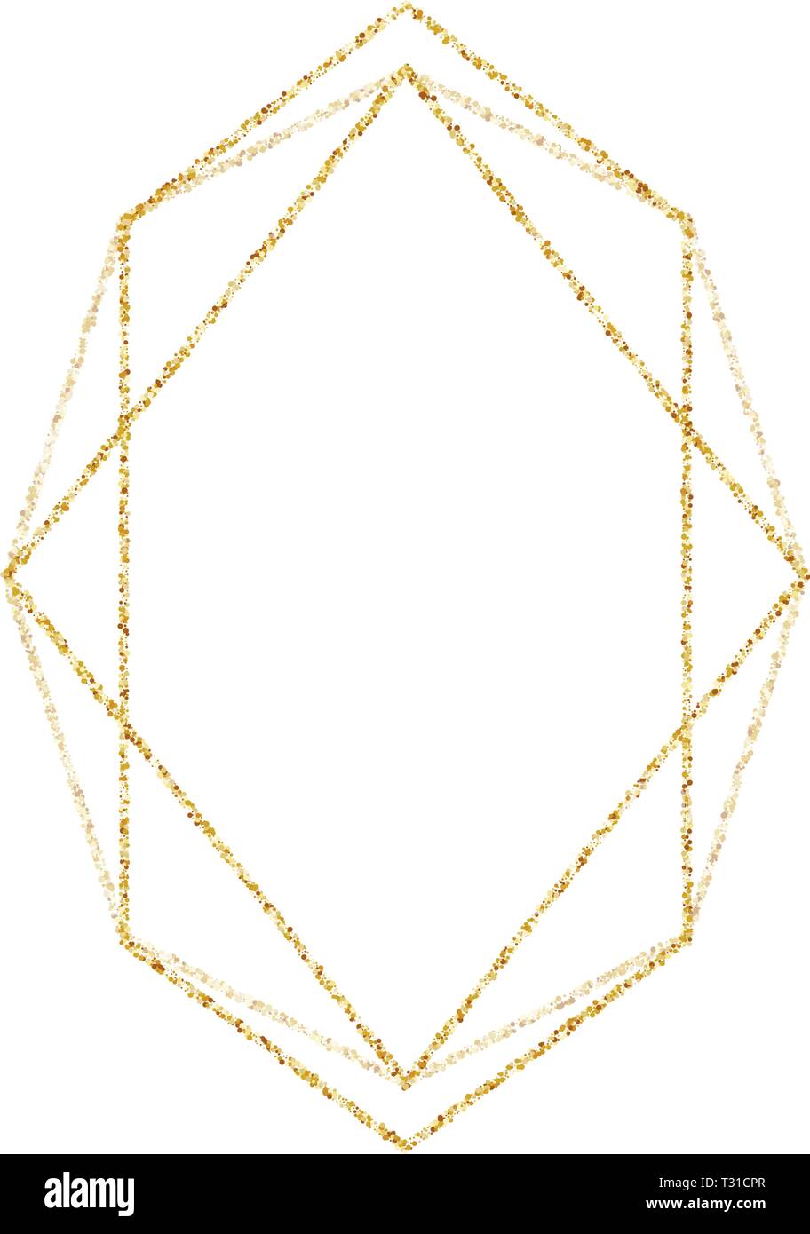 Geometric gold frame for wedding or birthday invitation background ...
