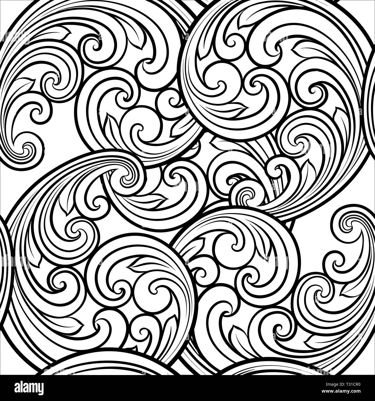 Seamless baroque scrolls line pattern in eastern or arabic style ...