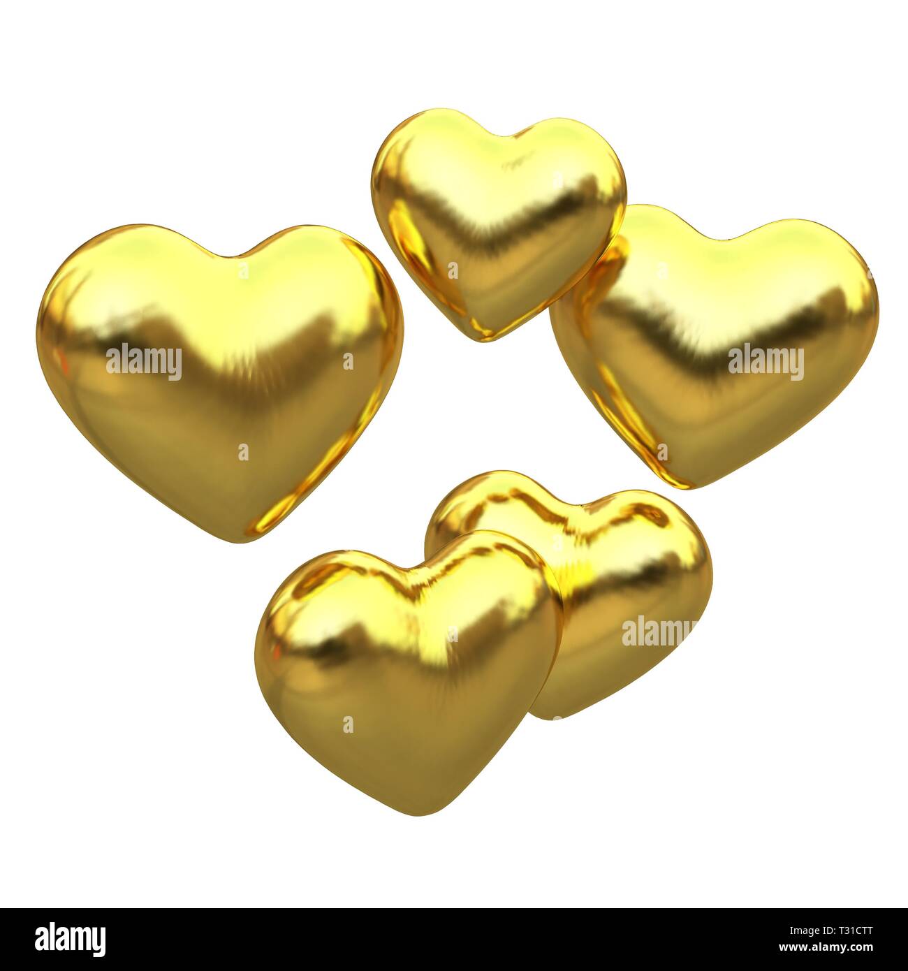 Golden Heart. Wedding concept. 3d render Stock Photo - Alamy