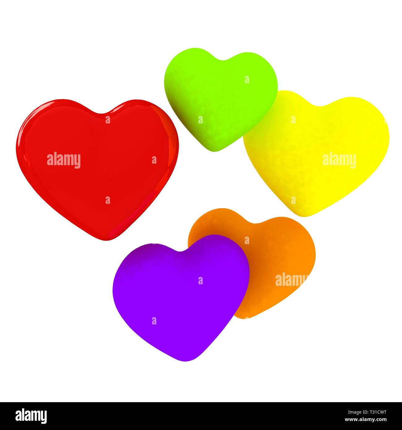 Colored hearts. 3d render Stock Photo - Alamy