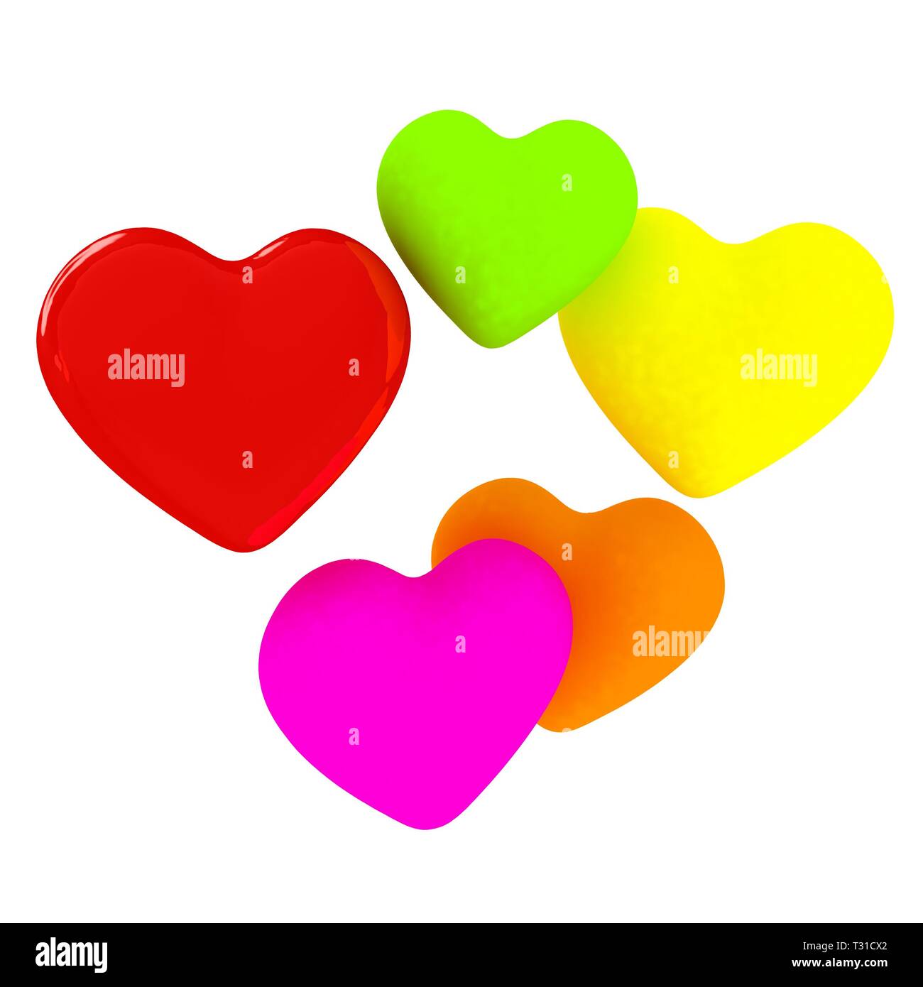 Colored hearts. 3d render Stock Photo - Alamy