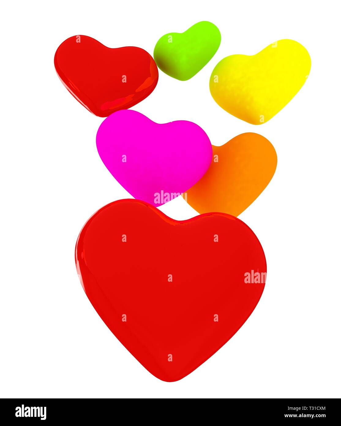 Colored hearts. 3d render Stock Photo - Alamy