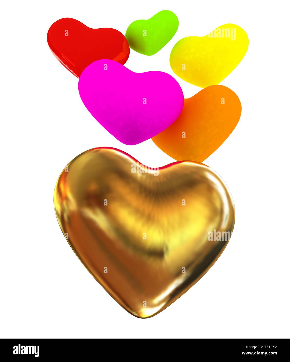 Colored hearts. 3d render Stock Photo - Alamy