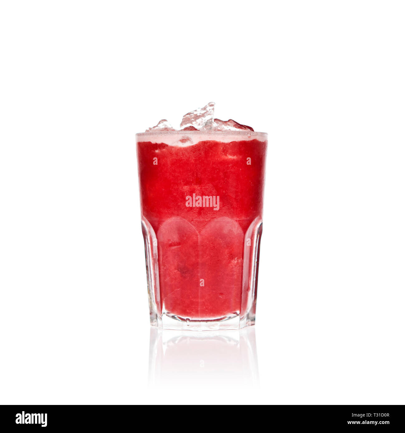 fresh raspberry juice or a raspberry based cocktail on a white ...