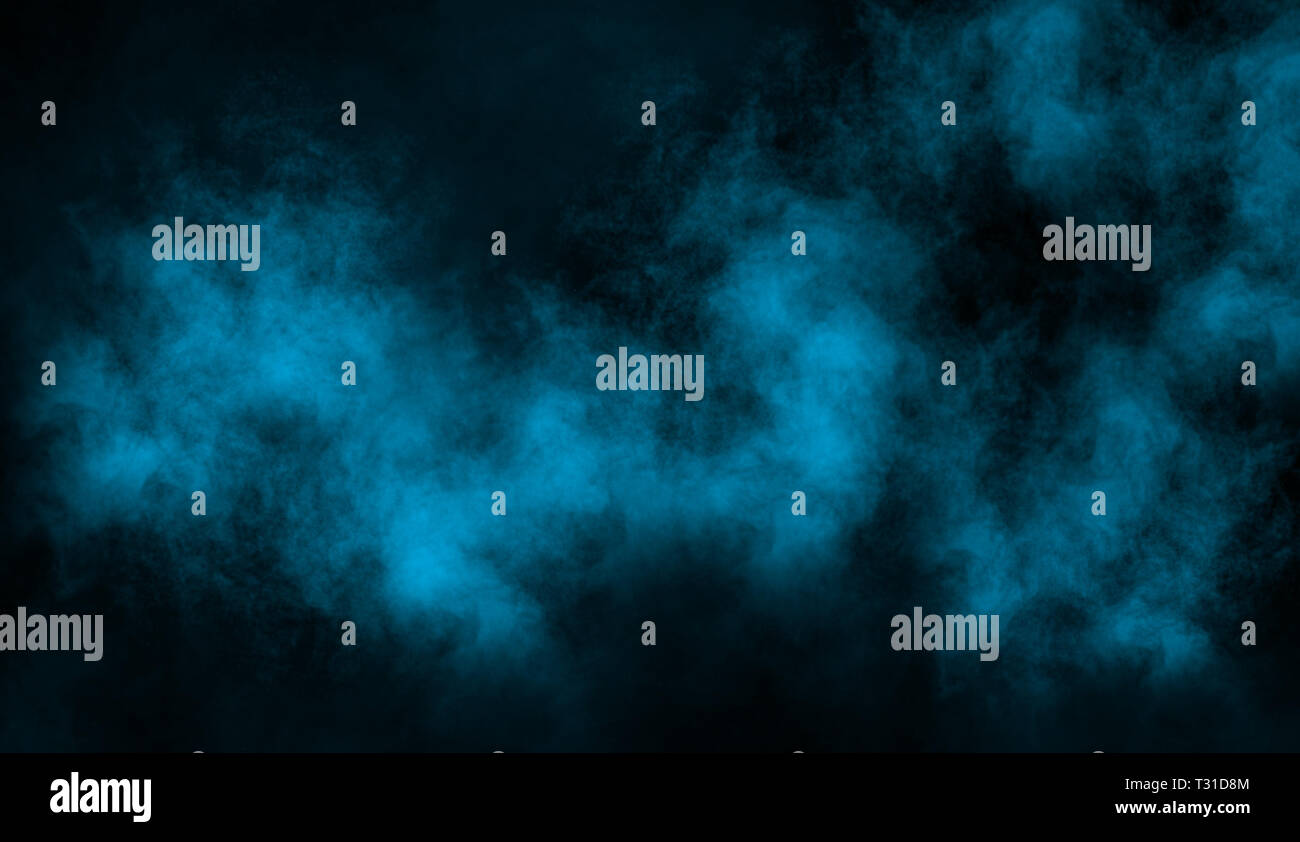Abstract blue smoke mist fog on a black background. Texture background ...