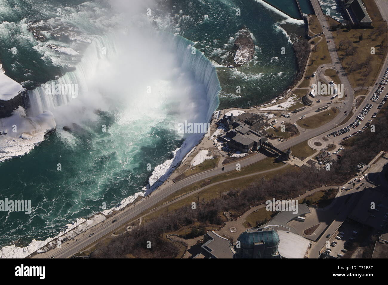 Niagara Falls from the air Winter (helicopter Stock Photo - Alamy