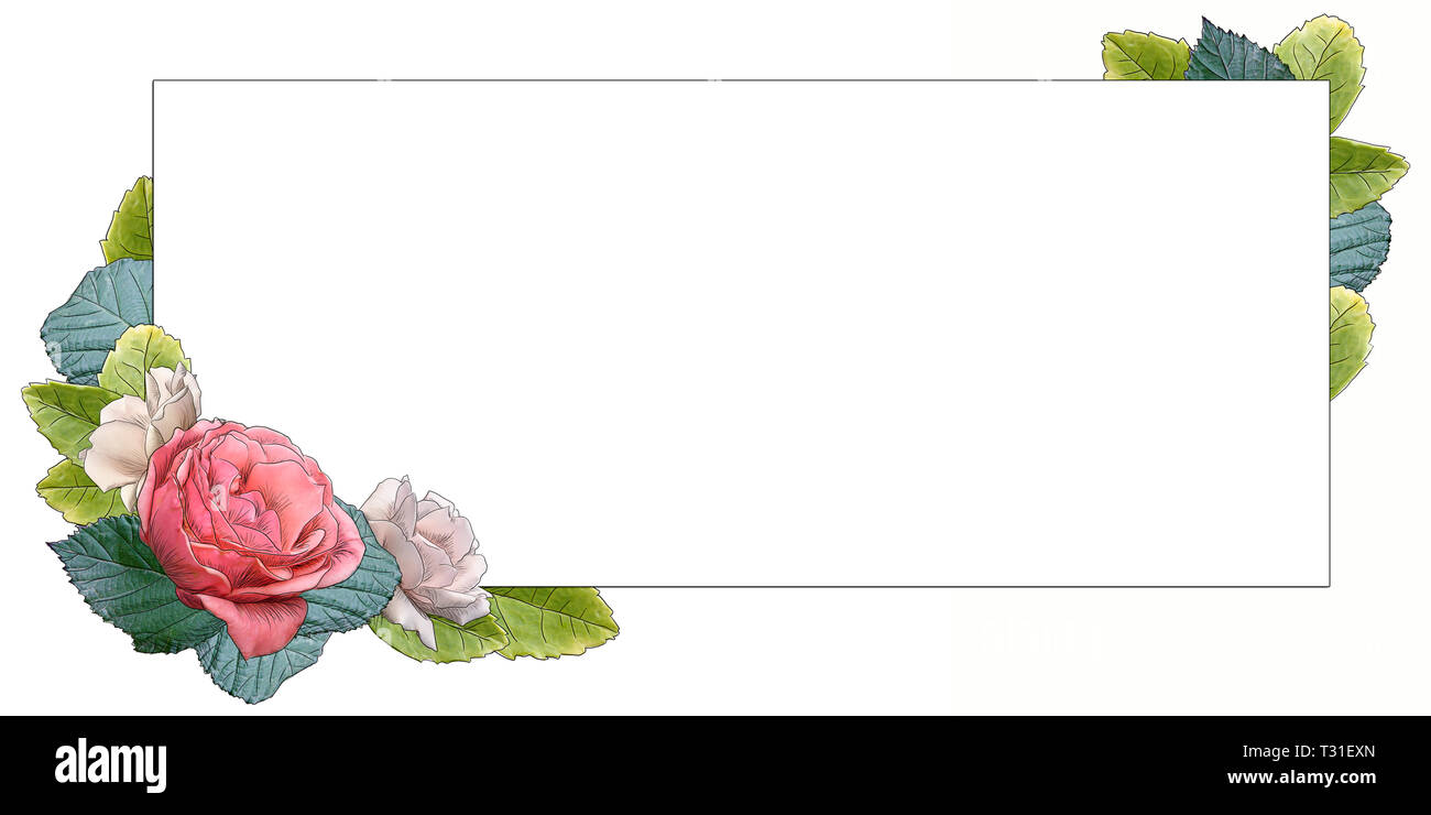 colored rectangular frame black outline roses decoration by jziprian ...