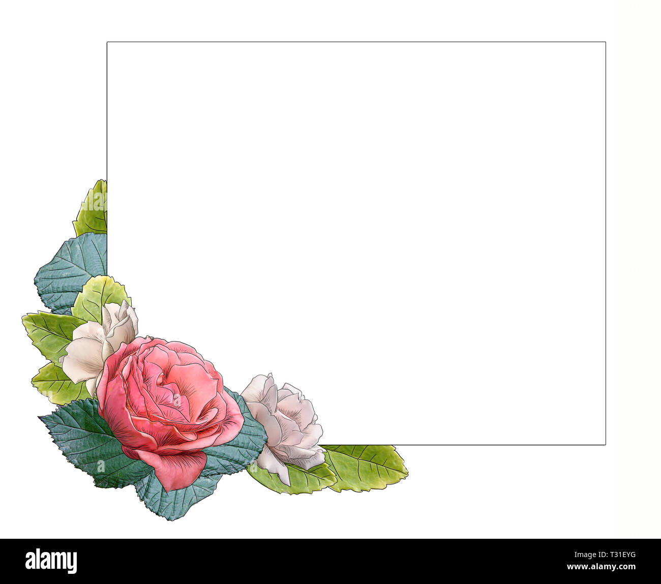 colored square frame black outline roses decoration by jziprian Stock ...