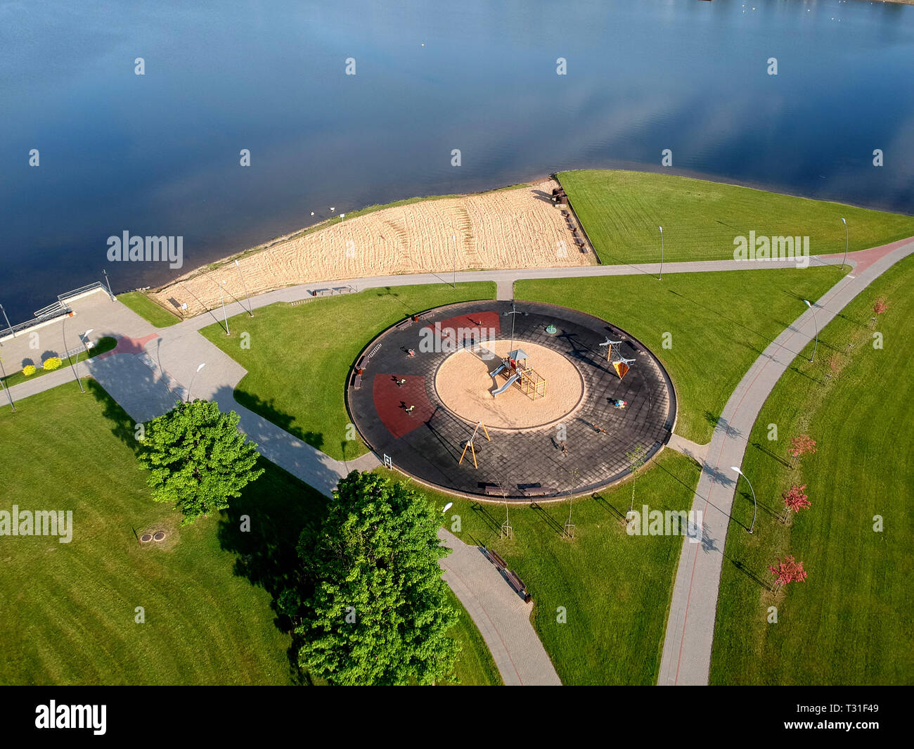 Aerial view park playground equipment hi-res stock photography and ...
