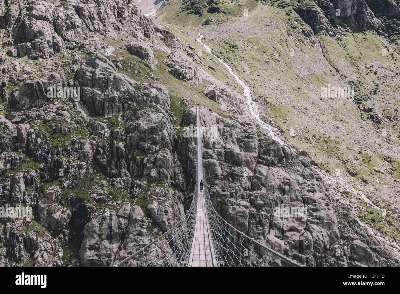 Closeup view Trift Bridge in national park Switzerland, Europe. Summer ...