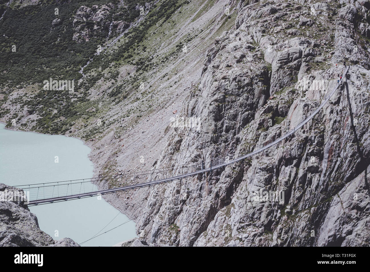 Panorama view of Trift Bridge in national park Switzerland, Europe ...
