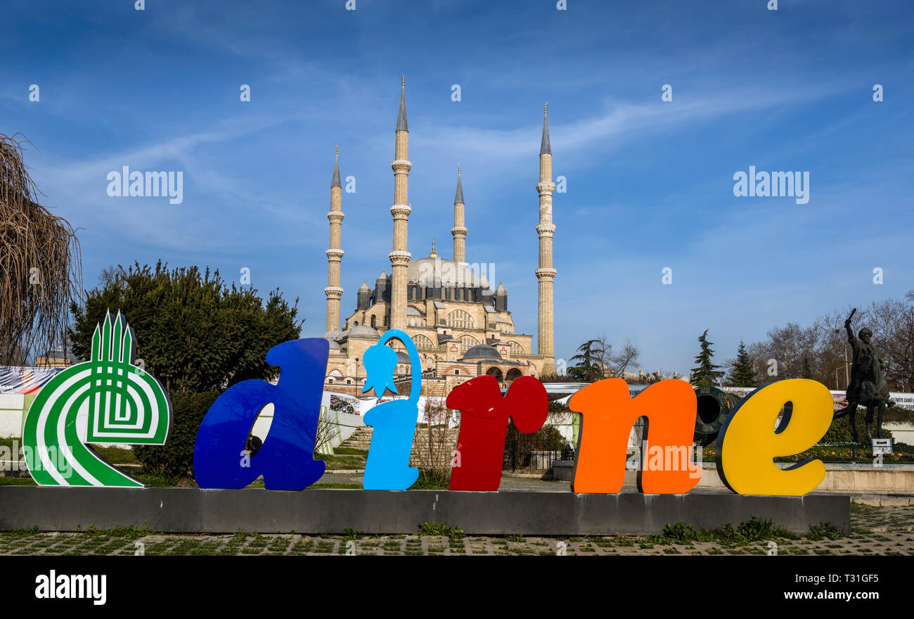 Selimiye Mosque, designed by Mimar Sinan in 1575 in Edirne, Turkey. The ...