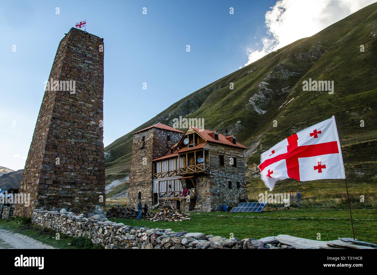 Kazbegi georgia flag stepantsminda hi-res stock photography and images ...