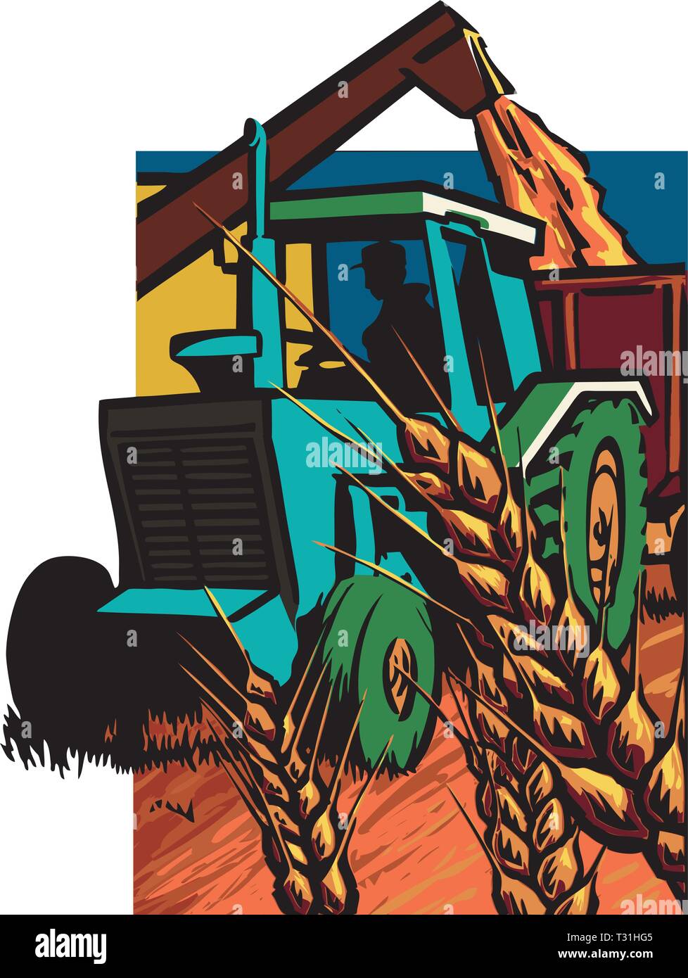 Field combine harvester grain Stock Vector Images - Alamy