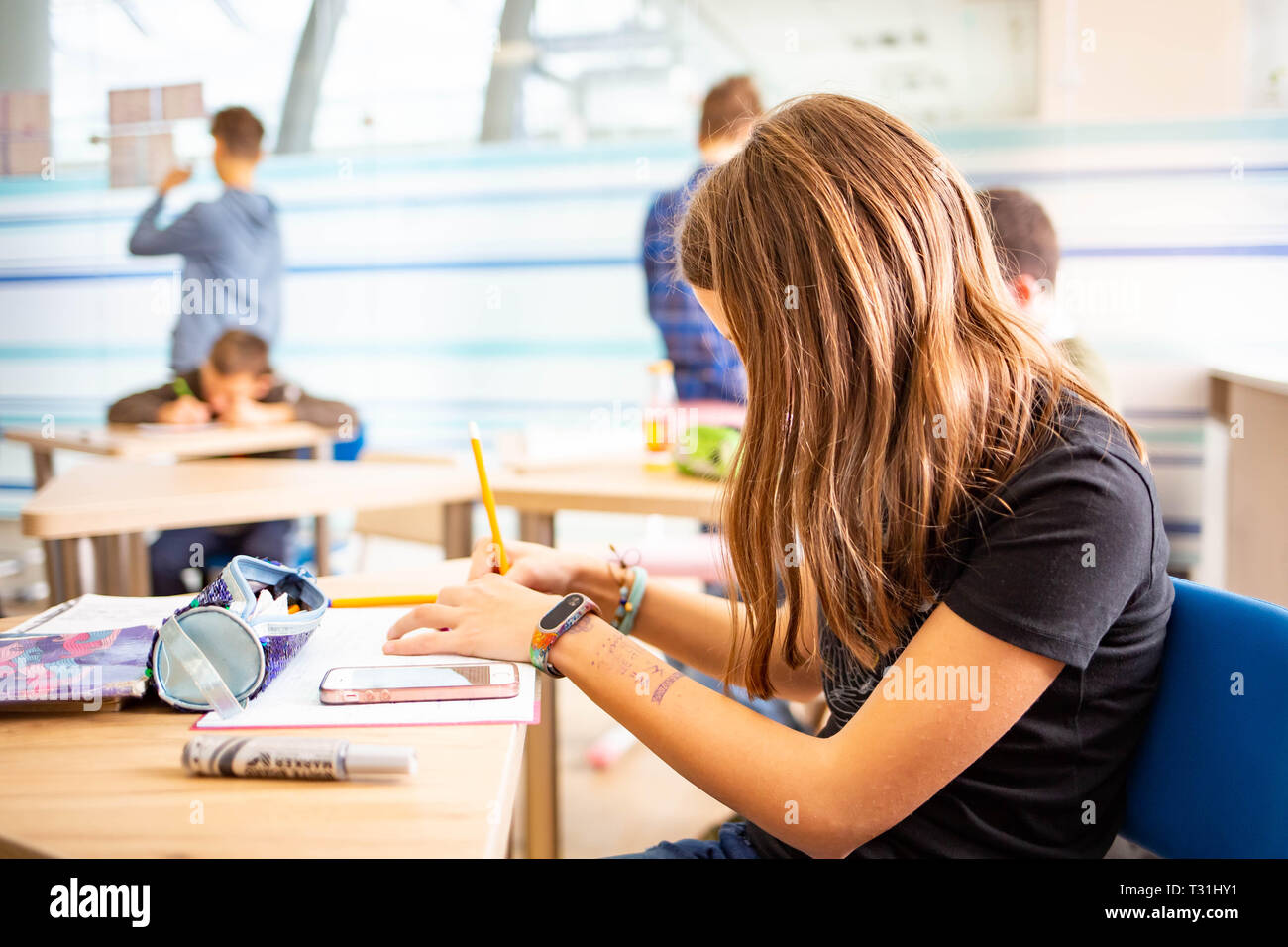 Kids in class test hi-res stock photography and images - Alamy