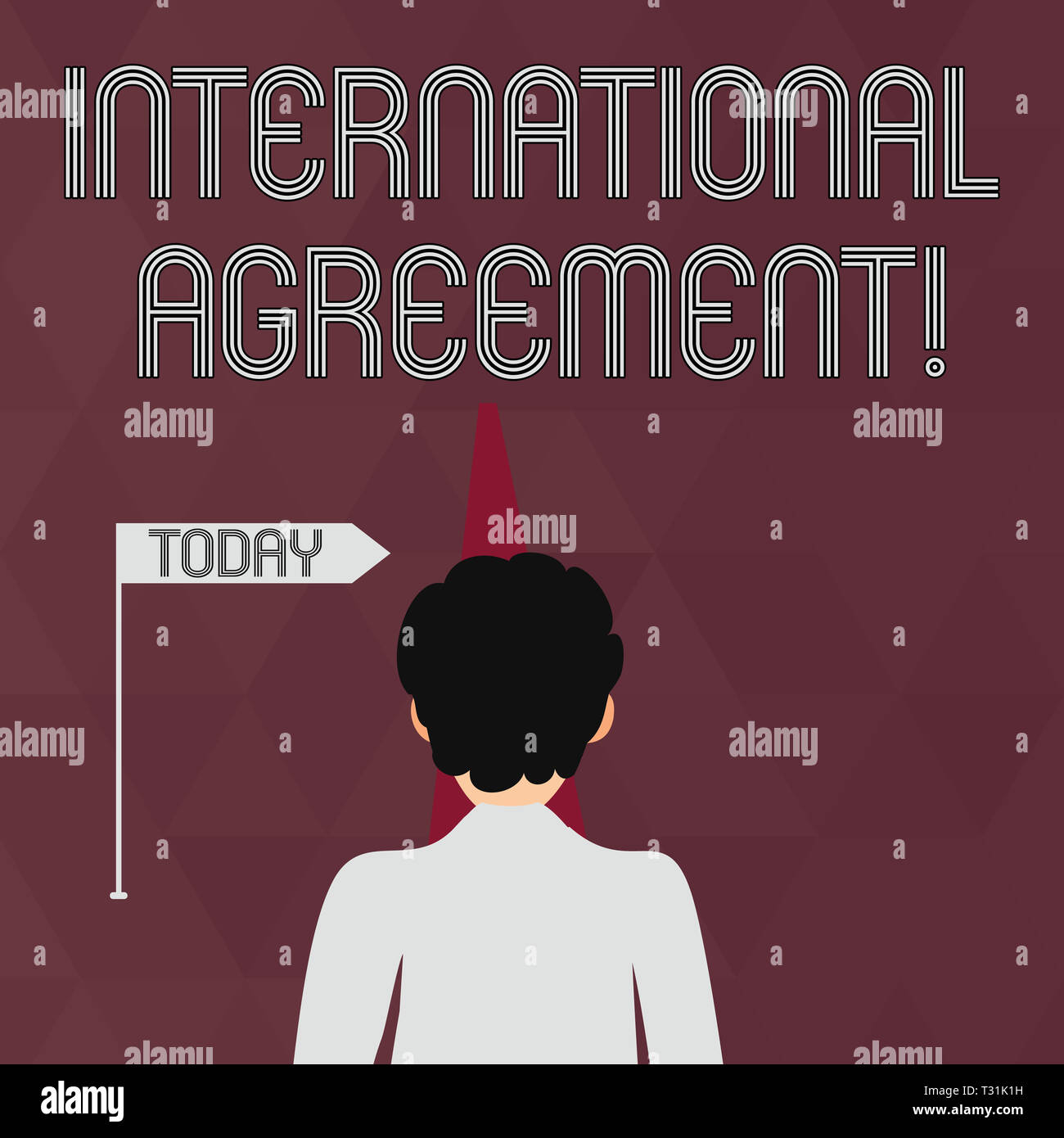 Writing note showing International Agreement. Business concept for ...