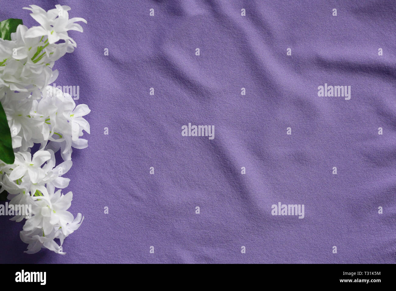 The texture of silk fabric. The material is purple. Close-up. There is ...