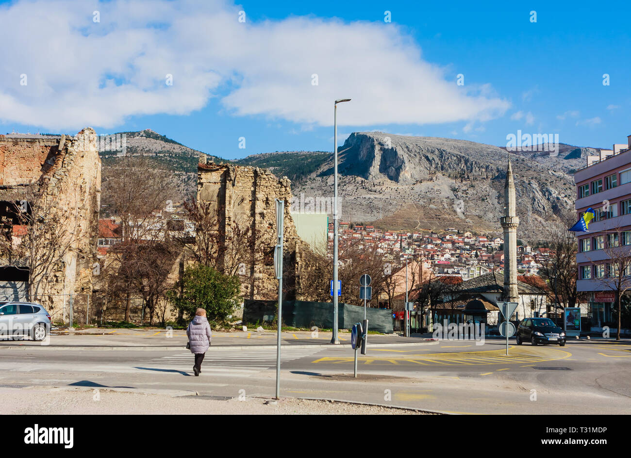 Abandoned building, detroyed during Bosnian War at Bulevar Street in ...