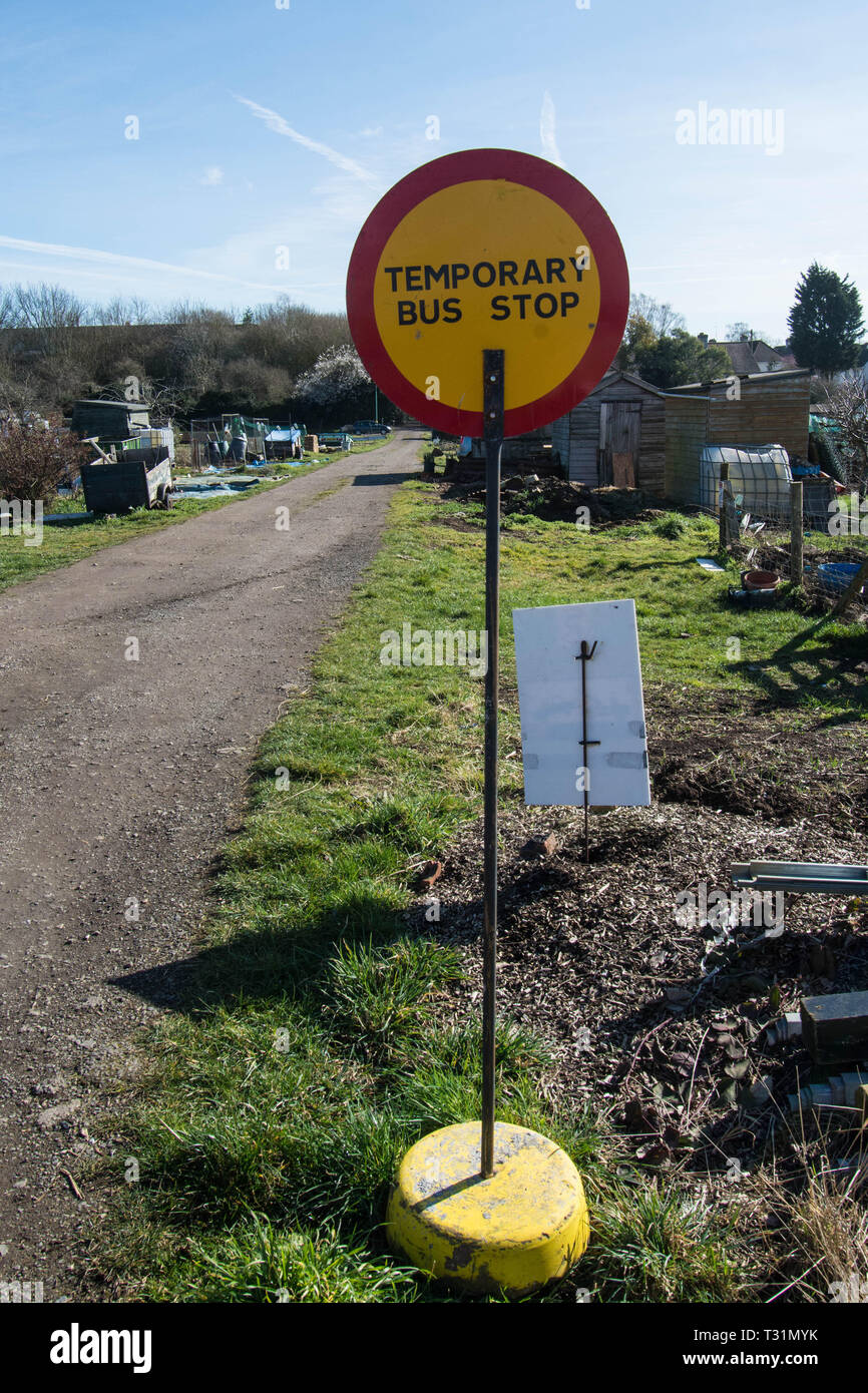 Temporary bus stop sign hi-res stock photography and images - Alamy