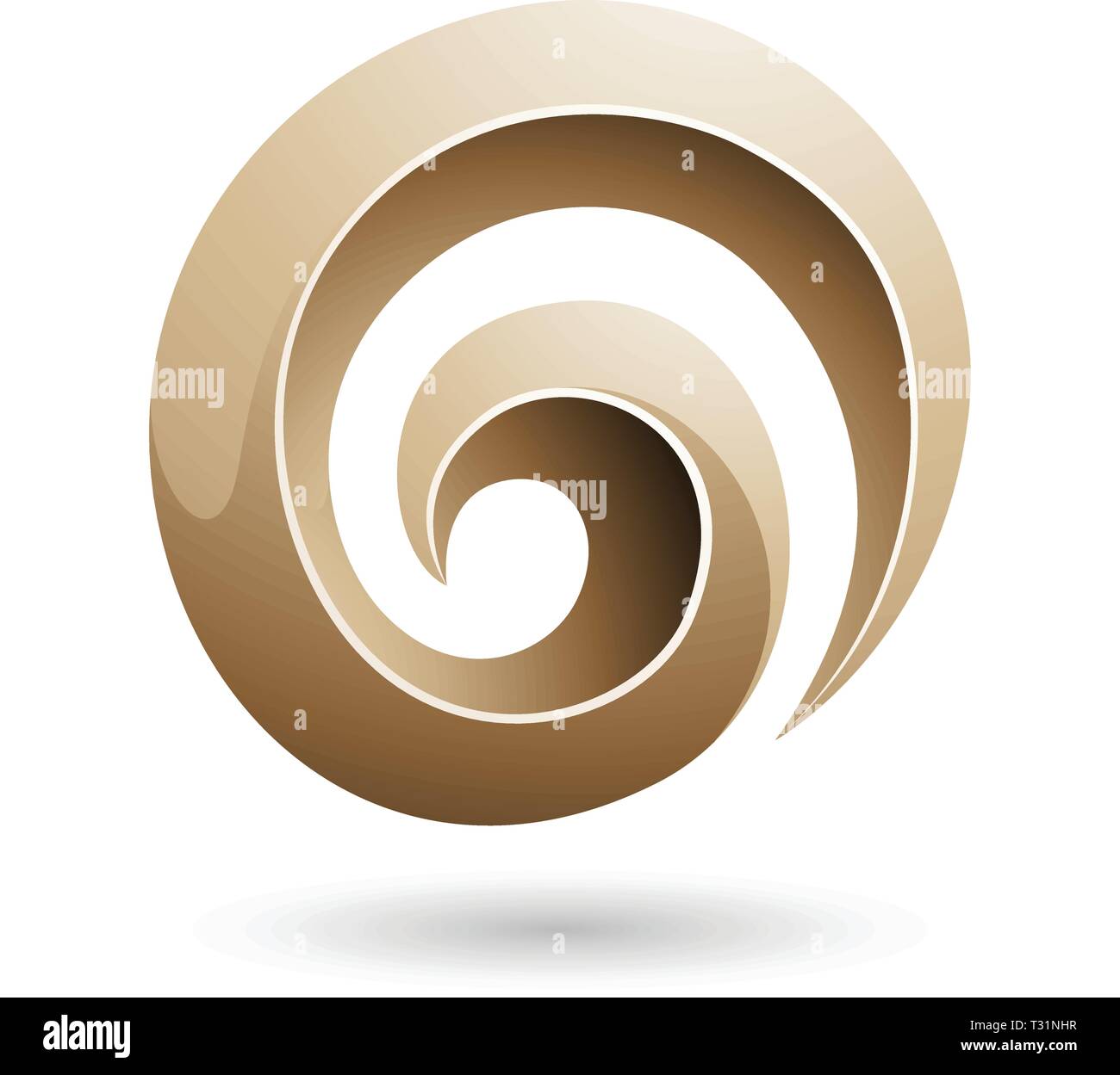 Vector Illustration of Beige 3d Glossy Swirl Shape isolated on a white ...