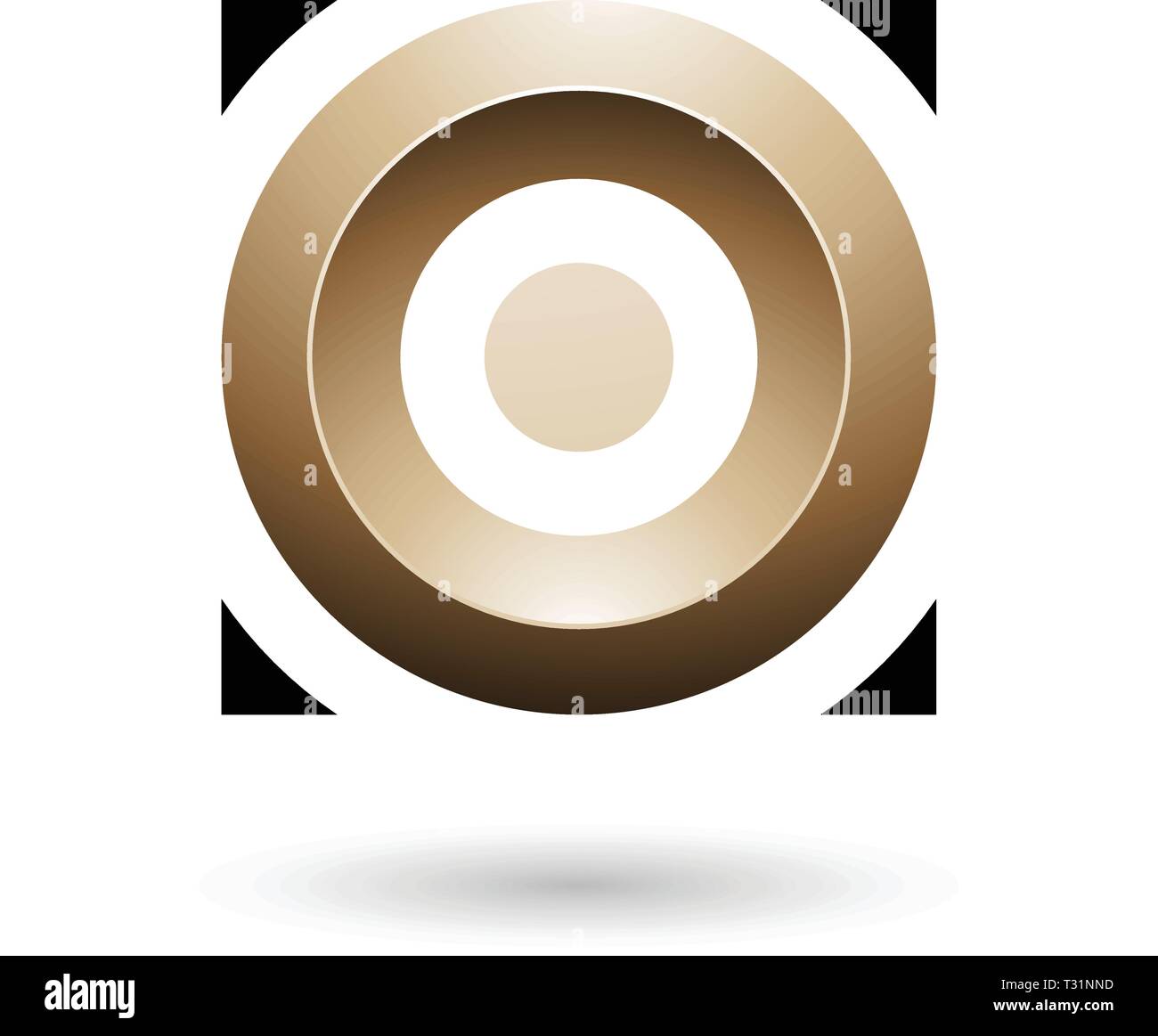 Vector Illustration of Beige Glossy Circle in a Square isolated on a ...