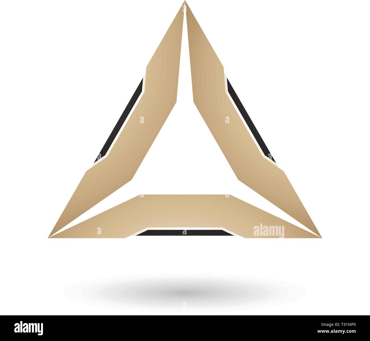 Vector Illustration of Beige Triangle with Black Edges isolated on a ...